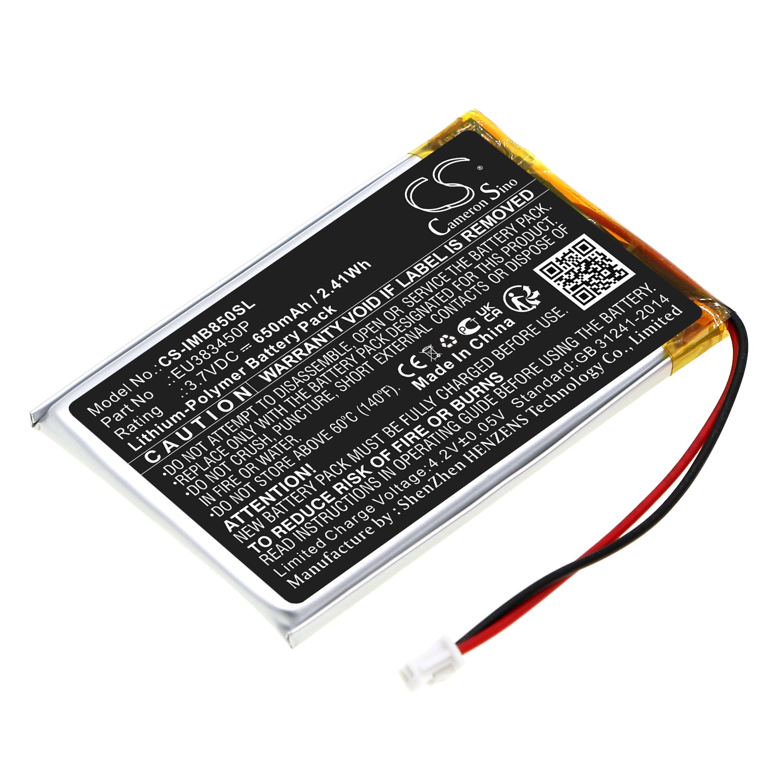650mAh EU383450P Battery for Ingenico MOBY8500 – SMAVtronics
